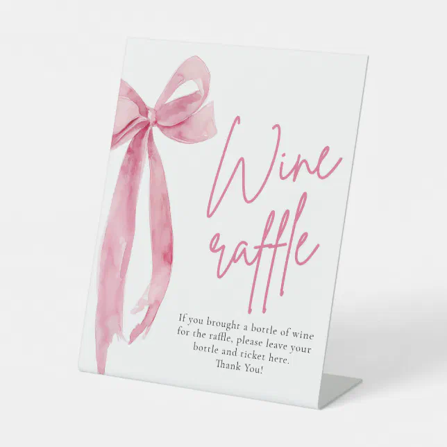 Elegant Blush Pink Bow Wine Raffle Game Sign | Zazzle