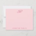 Elegant Blush Pink Calligraphed Script Monogram Note Card | Zazzle