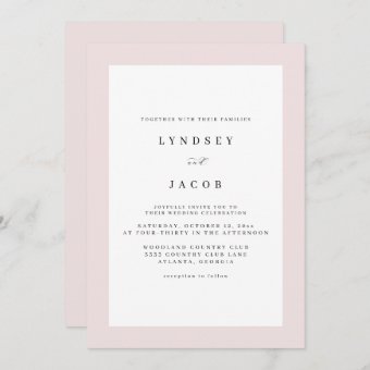 Elegant Blush Pink Classic Wedding Invitation | Zazzle