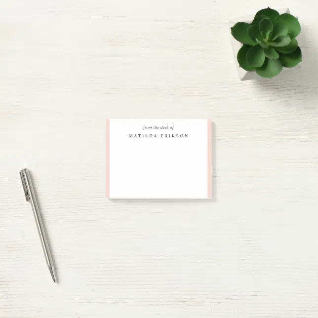 Elegant Blush Pink Feminine From the Desk Of Post-it Notes | Zazzle