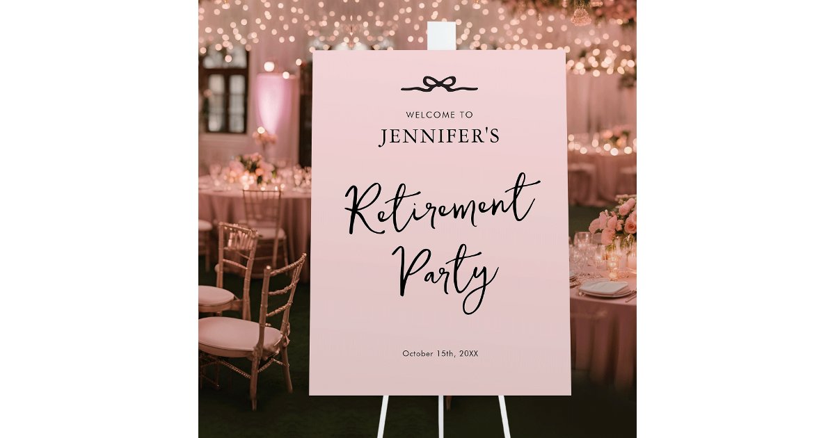 Elegant Blush Pink Feminine Retirement Party Sign | Zazzle