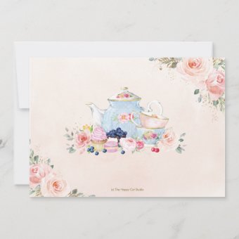 Elegant Blush Pink Floral Afternoon Tea Party Invitation | Zazzle