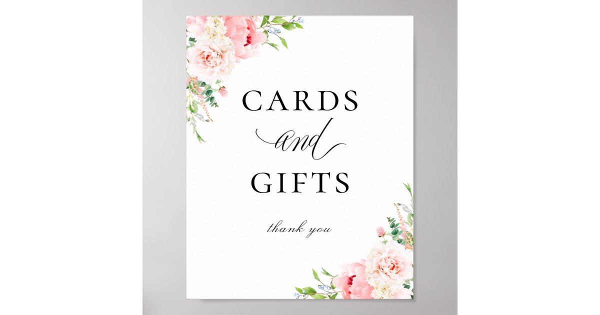 Elegant Blush Pink Floral Cards Gifts Sign | Zazzle