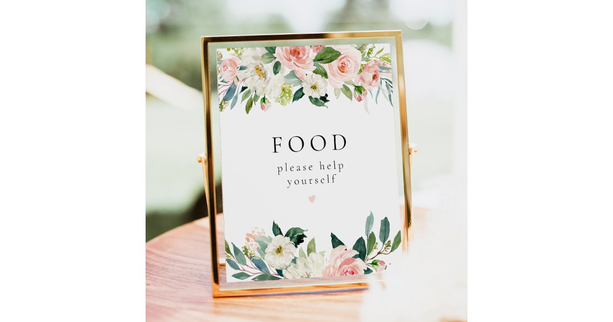 Elegant Blush Pink Floral Food Table Sign | Zazzle