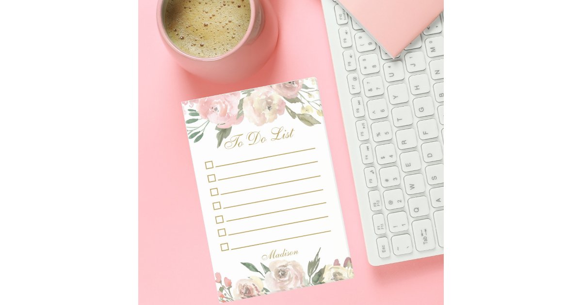 Elegant Blush Pink Floral Gold To Do List Custom Post-it Notes | Zazzle