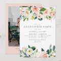 Elegant Blush Pink Floral Greenery Graduation Invitation | Zazzle