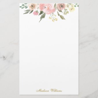 Elegant Blush Pink Floral Peony Monogram Wedding Stationery | Zazzle