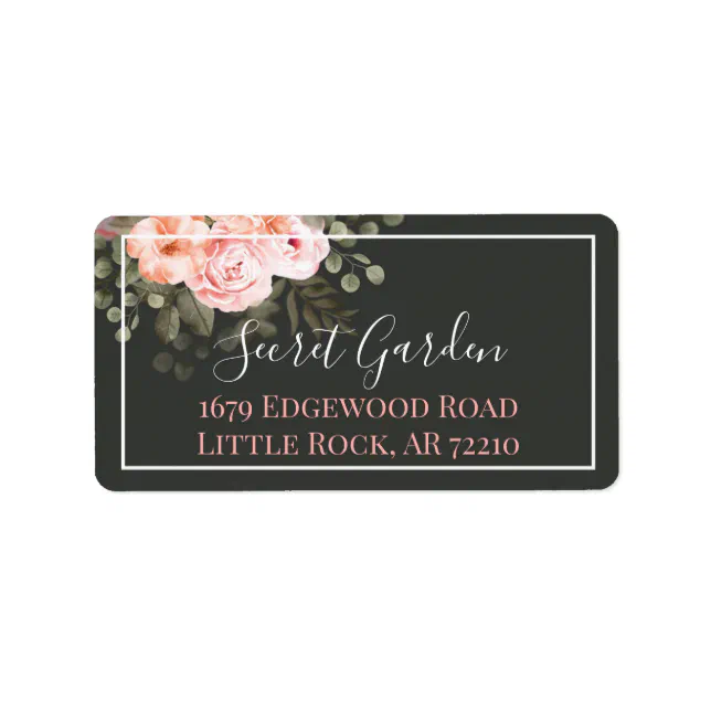 Elegant Blush Pink Floral Roses Modern Address Label | Zazzle