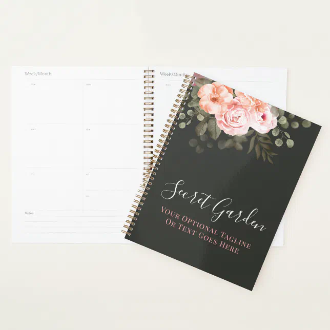 Elegant Blush Pink Floral Roses Modern Chic Planner | Zazzle