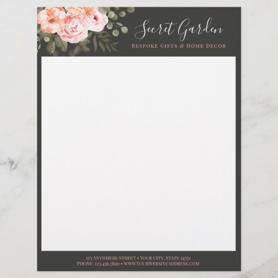 Elegant Blush Pink Floral Roses Modern Shabby Chic Letterhead | Zazzle.com