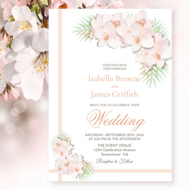Elegant Blush Pink Floral Wedding Invitation | Zazzle