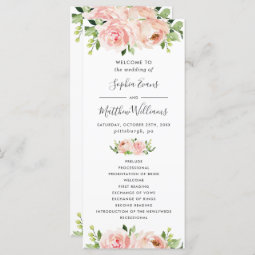 Elegant Blush Pink Floral Wedding Program | Zazzle