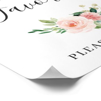 Elegant Blush Pink Flowers Favors Wedding Sign | Zazzle