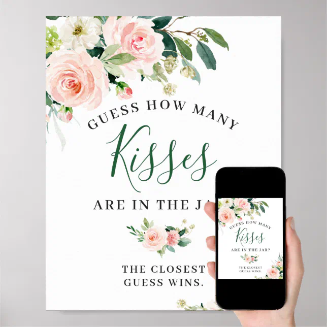 Elegant Blush Pink Flowers Floral Sign Poster | Zazzle