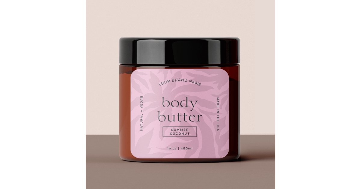 Elegant Blush Pink Girly Body Butter Product Label | Zazzle
