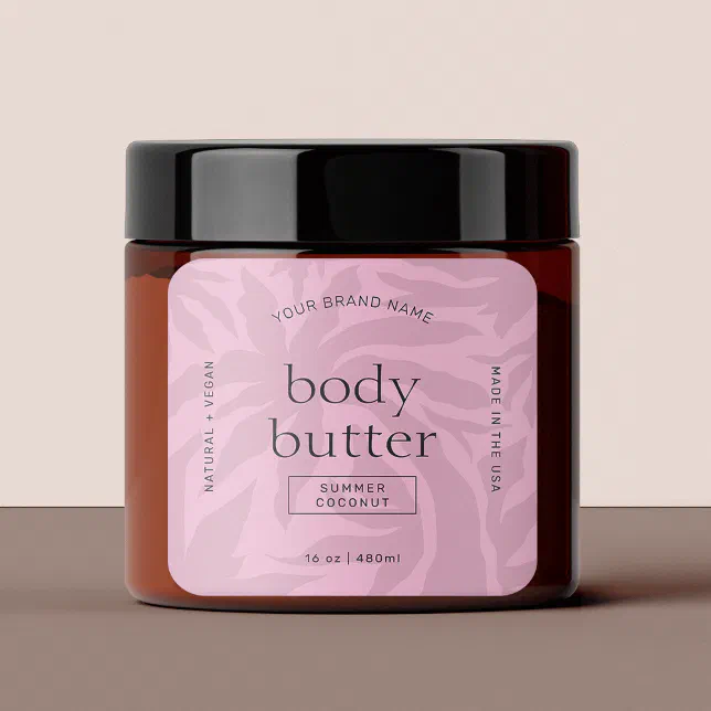 Elegant Blush Pink Girly Body Butter Product Label | Zazzle