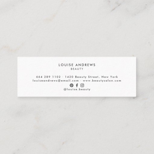 Elegant blush pink glitter simple white beauty mini business card | Zazzle