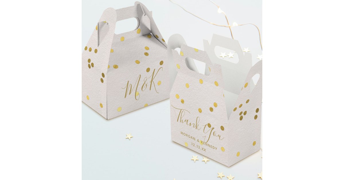 Elegant Blush Pink Gold Confetti Thank You Wedding Favor Boxes | Zazzle