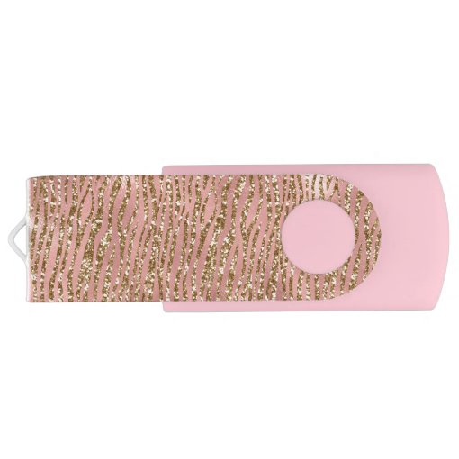 Elegant Blush Pink Gold Glitter Striped Monogram Flash Drive | Zazzle
