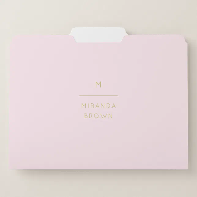 Elegant Blush Pink Gold Minimalist Classy Chic File Folder | Zazzle