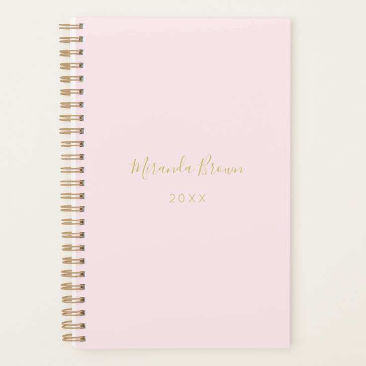 Elegant Blush Pink Gold Minimalist Classy Chic Planner | Zazzle