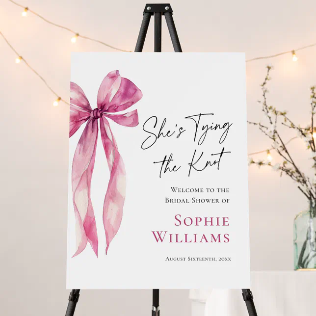 Elegant Blush Pink Hand Drawn Bow Bridal Shower Foam Board | Zazzle