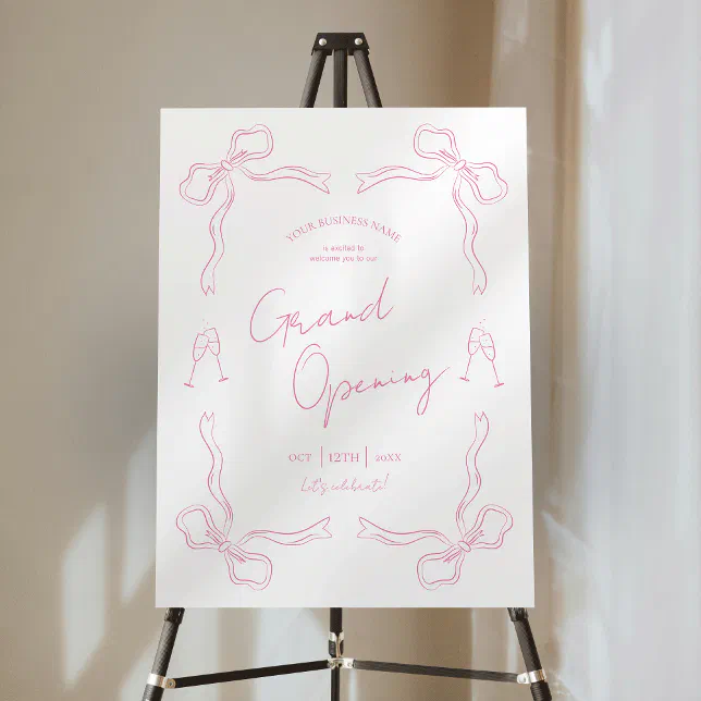 Elegant Blush Pink Hand Drawn Grand Opening Sign | Zazzle