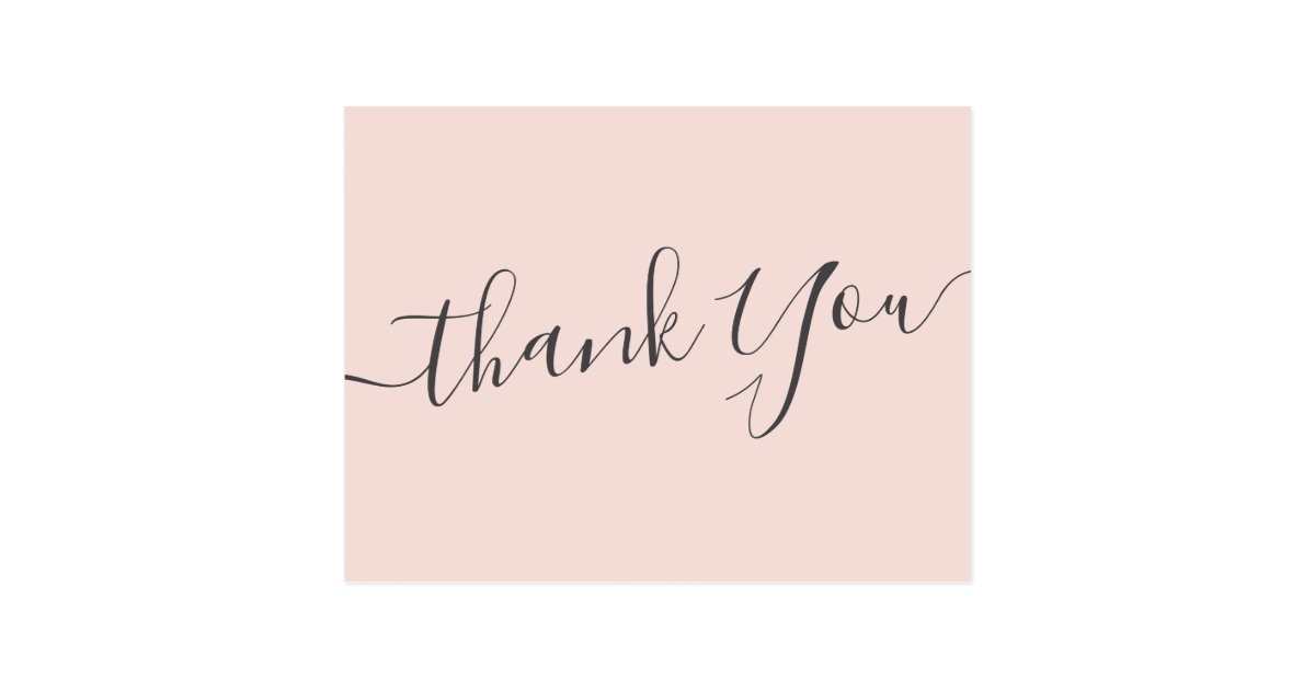 Elegant blush pink handwritten script thank you postcard | Zazzle.com