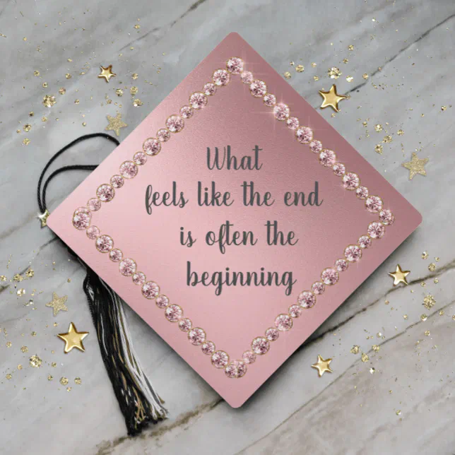 Elegant Blush Pink Inspirational Graduation Quote Graduation Cap Topper ...