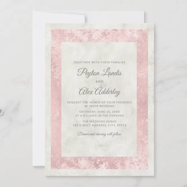 Elegant Blush Pink Ivory Cream Wedding Invitation | Zazzle