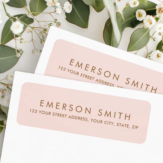 Elegant blush pink minimalist return address label | Zazzle