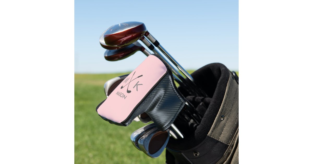 Elegant Blush Pink | Modern Golfer Monogram Golf Head Cover | Zazzle
