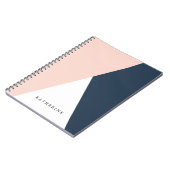 Elegant blush pink & navy blue geometric triangles notebook | Zazzle