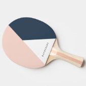 Elegant blush pink & navy blue geometric triangles ping pong paddle ...