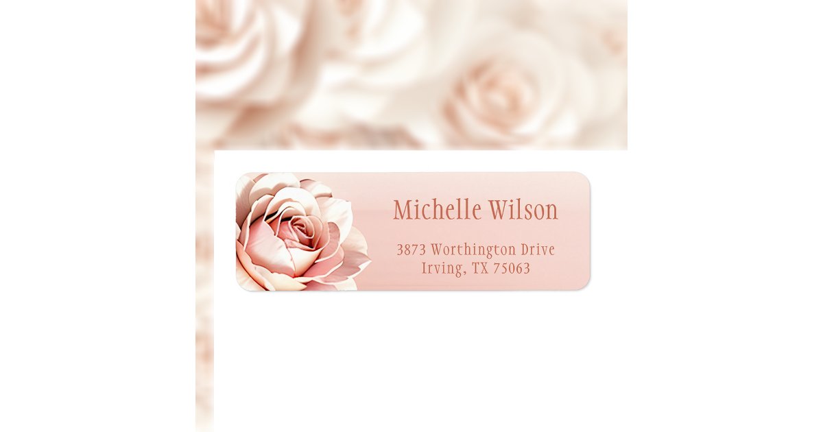 Elegant Blush Pink on Rose Gold Return Address Label | Zazzle