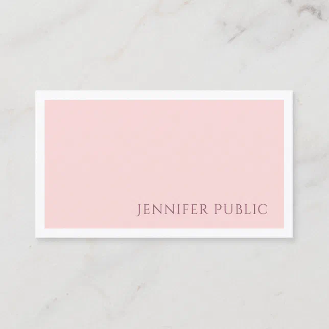 Elegant Blush Pink Professional Minimal Plain Business Card | Zazzle