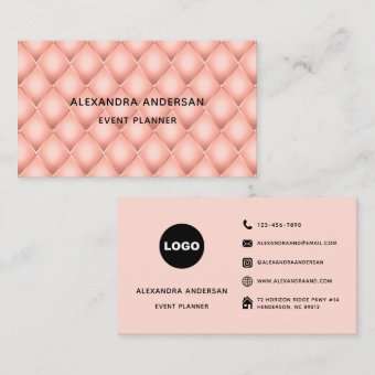 Elegant Blush Pink Rose Gold Diamond Geometric Business Card | Zazzle