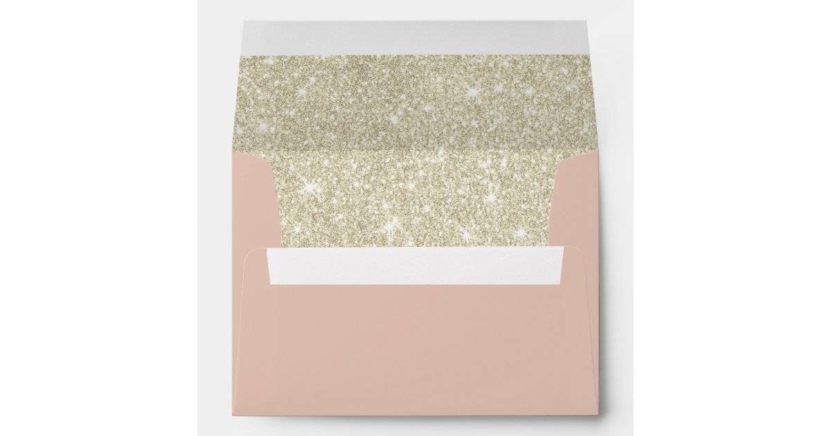 Elegant Blush Pink & Shimmer Ivory Glitter Envelope | Zazzle