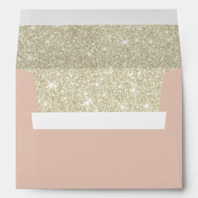 Elegant Blush Pink & Shimmer Ivory Glitter Envelope | Zazzle
