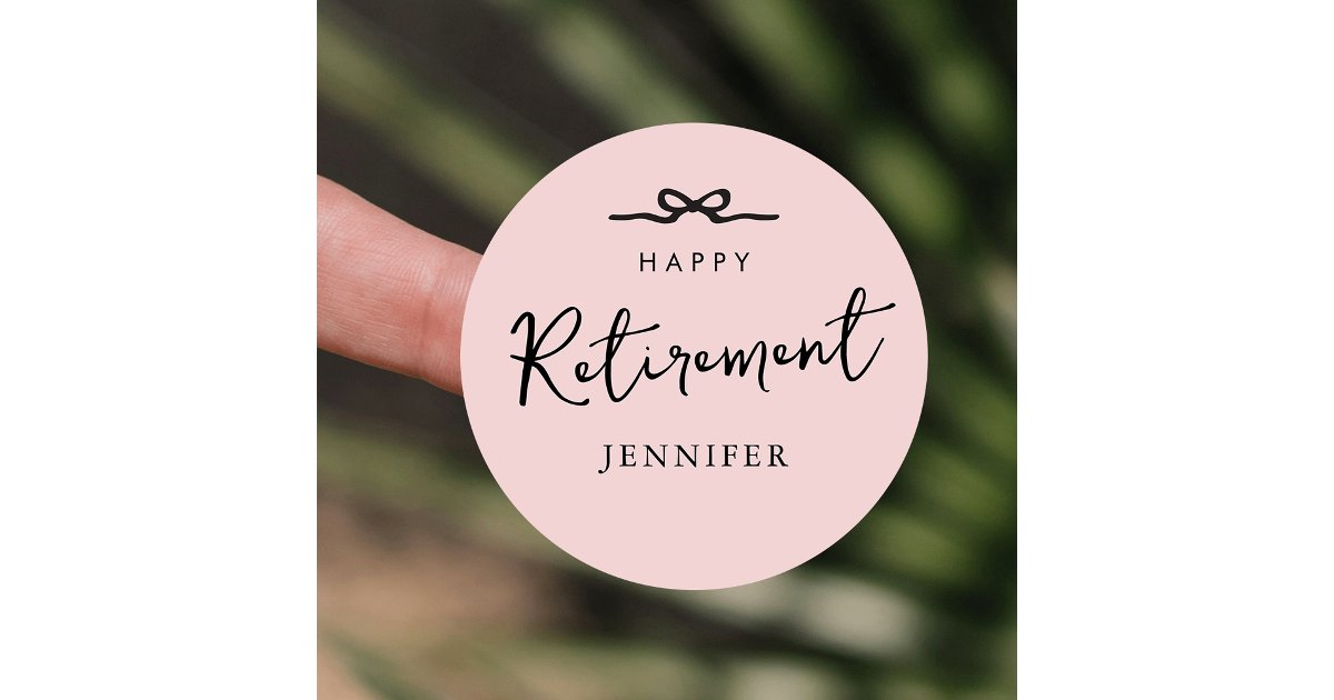 Elegant Blush Pink Staff Retirement Party Favor Classic Round Sticker ...