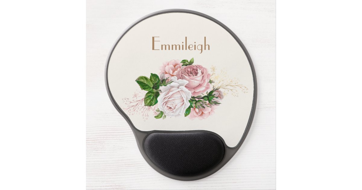 Elegant Blush Pink Watercolor Floral Cream Gel Mouse Pad | Zazzle
