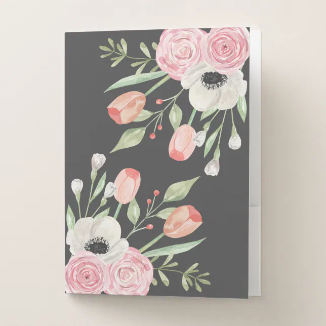 Elegant Blush Pink Watercolor Floral Pocket Folder | Zazzle