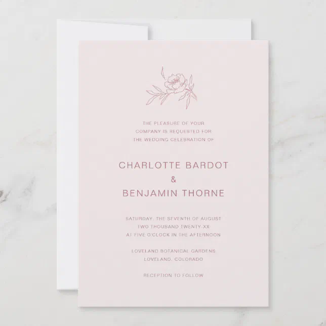Elegant Blush Pink Wedding Invitation | Zazzle