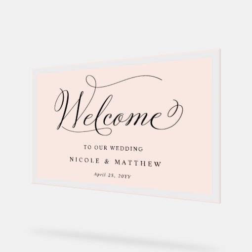 Elegant Blush Pink Wedding Welcome Acrylic Sign | Zazzle