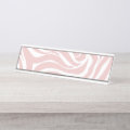 Elegant Blush Pink Zebra White Animal Print Desk Name Plate | Zazzle