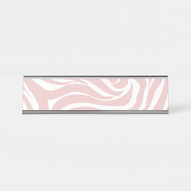 Elegant Blush Pink Zebra White Animal Print Desk Name Plate | Zazzle