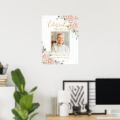 Elegant Blush Roses Picture Funeral Memorial Poster | Zazzle