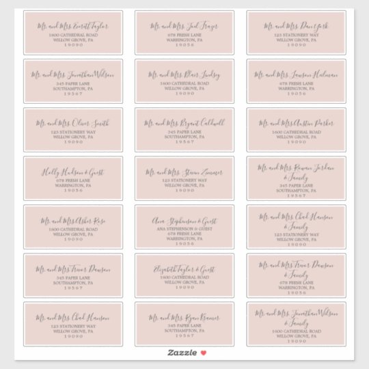 Elegant Blush Wedding Guest Address Labels | Zazzle.com