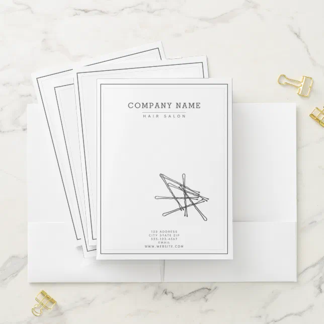 Elegant Bobby Pins - Minimal Hairsalon Pocket Folder | Zazzle