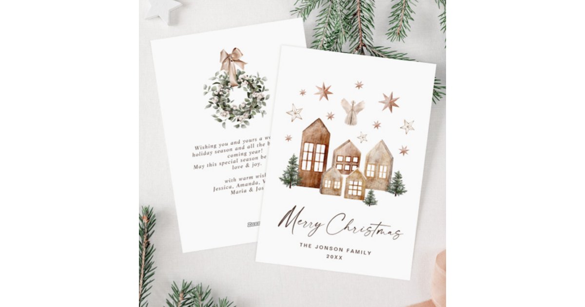 Elegant Bohemian Christmas Composition Greeting Holiday Card | Zazzle